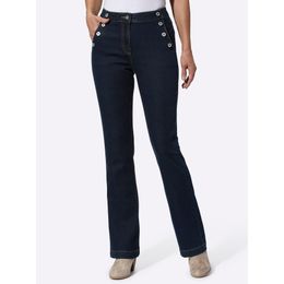 Bootcut-Jeans Inspirationen Gr. 44, Normalgrößen, blau (dark blue) Damen Jeans