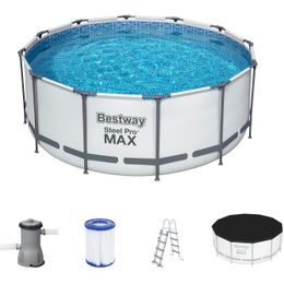 Framepool Bestway "Steel Pro Max" Schwimmbecken Gr. Ø/B/H/L: 366cm x Breite 54,5cm x Höhe 130cm x Länge 31,5cm, 10250 l, grau 366x122 cm