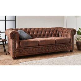 Lisa Design - Winston - 3-sitzer sofa chesterfield - industrieller stil - braun