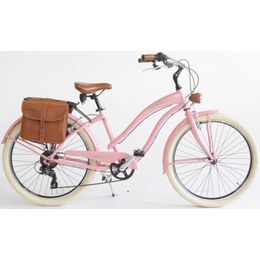 Cruiser VENICE - I LOVE ITALY "CRUISER Sun on the beach LADY" Fahrräder Gr. 43 cm, 26 Zoll (66,04 cm), pink (pink, pink) für Damen, Kettenschaltung