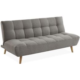 sweeek - 3-Sitzer Klapp-Sofa mit Stoffbezug und Klick-Klack-System, Polyester, Hellgrau