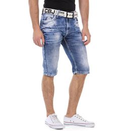 Cipo & Baxx CIPO & BAXX Bermudas in Denim und mit markanten Taschen blue 32 - N-Gr N-Gr 32 Mit auff&auml;lliger Waschung