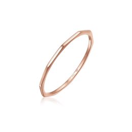 Fingerring Elli Premium "Geo Eckig Trend Basic Minimal Look 750er Roségold" Fingerringe Gr. 52 mm, ohne Stein, Roségold 750, 1 mm, rosegold Damen