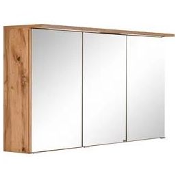 Spiegelschrank Welltime "Lucca" Schränke Gr. B/H/T: 120cm x 66cm x 20cm, Mit Schalter und Steckdose, 3 St., braun (eichefarben) mit LED Beleuchtung