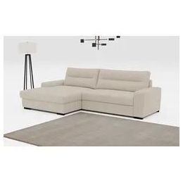 Ecksofa COTTA "Cappa L-Form" Sofas Gr. B/H/T: 295cm x 93cm x 163cm, Flachgewebe LEINENOPTIK, Recamiere links, ohne Bettkasten und ohne Bettfunktion, beige (natural)