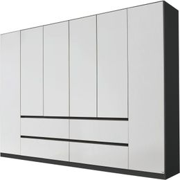 Drehtürenschrank Rauch "Kleiderschrank Schrank Garderobe Garderobenschrank MAINZ" Schränke Gr. B/H/T: 271 cm x 210 cm x 54 cm, 6 St., grau (graumetallic, alpinweiß) grifflose Front, Außentüren mit Push-to-Open Funktion MADE IN GERMANY