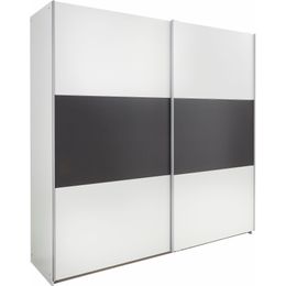 Schwebetürenschrank Rauch "Borba" Schränke Gr. B/H/T: 218 cm x 210 cm x 59 cm, 2 St., schwarz-weiß (weiß, graumetallic)