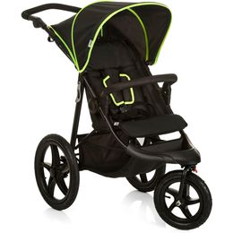 Dreirad-Kinderwagen hauck "Runner black/neon yellow" gelb (schwarz, neon gelb) Baby Kinderwagen mit schwenk- und feststellbarem Vorderrad