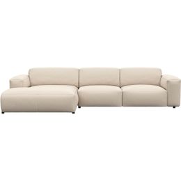 Ecksofa FLEXLUX "Lucera bequem und komfortabel durch hochwertigen Sitzaufbau, L-Form", wei&szlig; (warm wei&szlig;), B:319cm H:73cm T:171cm, 100% Echteder, Sofas, Ecksofa, modern & anschmiegsam, Kaltschaum, Stahl-Wellenunterfederung