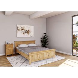 Jugendzimmer-Set Home Affaire "Juventus" Schlafzimmermöbel-Sets Gr. B/H/T: 194 cm x 75 cm x 208 cm, B/H: 140 cm x 200 cm, beige (natur) Baby Massivholz, bestehend aus Bett und Nachtkommode