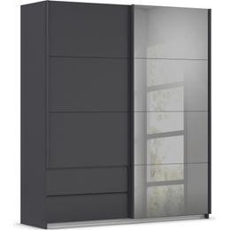 Schwebetürenschrank Rauch "Kleiderschrank Schrank Garderobe ELARA Glastür/Grauspiegel" Schränke Gr. B/H/T: 181 cm x 210 cm x 62 cm, 2 St., grau (graumetallic, grauspiegel) praktische Schubladen optional farblich abgesetzt MADE IN GERMANY