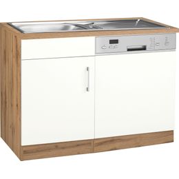 Spülenschrank KOCHSTATION "KS-Colmar", weiß, B:110cm H:85cm T:60cm, Holzwerkstoff, Schränke, 110 cm, Front und Sockelblende für teilintegrierten Geschirrspüler