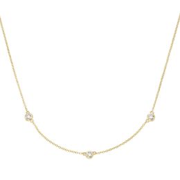 Collier Luigi Merano "mit 3 funkelnden Brillanten, Zargenfassung, Gold 585" Halsketten Gr. 45 cm, Gelbgold 585, goldfarben (gold) Damen