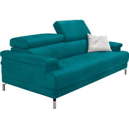 2,5-Sitzer Egoitaliano "Soul, Design und Sitzkomfort auf hohem Niveau, tolle Details", blau (teal), B:200cm H:76cm T:106cm, Sofas, inkl. Kopfteilverstellung f&uuml;r noch mehr Komfort, Designfu&szlig;