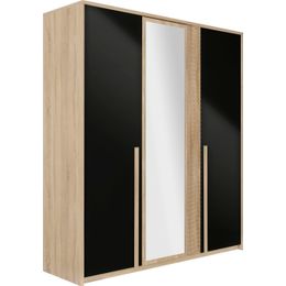 Kleiderschrank GAMI "Curtys" Schränke Gr. B/H/T: 197 cm x 220 cm x 60 cm, 3 St., schwarz (eiche sonoma, schwarz) Drehtürenschrank Kleiderschrank Mit Spiegel