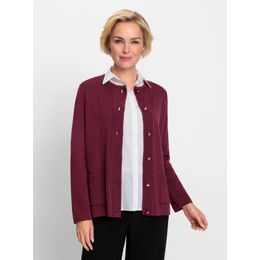 Strickjacke CLASSIC, Damen, Gr. 48, rot (bordeaux), 50% Polyacryl, 50% Schurwolle, unifarben, Langarm, Strickjacken