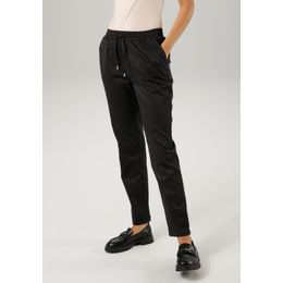 Schlupfhose Aniston CASUAL Gr. 46, N-Gr, schwarz Damen Hosen mit eingewebten Punkten - NEUE KOLLEKTION