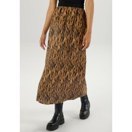 Maxirock Aniston SELECTED Gr. 40, braun (braun, schwarz) Damen Röcke mit Animal-Print - NEUE KOLLEKTION