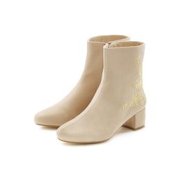 Lascana Stiefelette beige Gr. 35 für Damen. Mit Stickerei