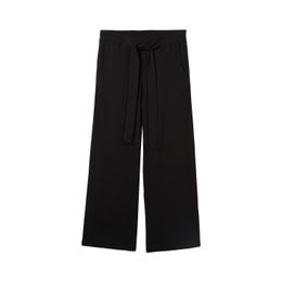 Tom Tailor Denim Damen Culotte mit Bindegürtel, schwarz, Uni, Gr. S