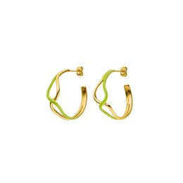 Paul Valentine Wave Rush Enamel Hoops 14K Gold Plated