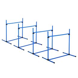 PawHut Agility Hürdenset Slalom Stangen Hunde Training Set 4 x Hürden Blau