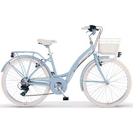 Cityrad MBM "PRIMAVERA" Fahrräder Gr. 43 cm, 26 Zoll (66,04 cm), blau (babyblau, babyblau) für Damen, Kettenschaltung