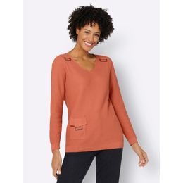 WITT Damen Langarm-Pullover aus reiner Baumwolle, papaya, Größe 38