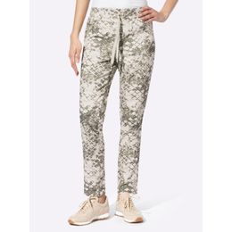 Heine Witt Damen Druckhose in schmaler Beinform, champagner-taupe-bedruckt, Gr&ouml;&szlig;e 40