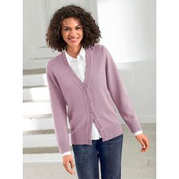 WITT Damen Strickjacke mit farblich abgestimmten Kn&ouml;pfen, altros&eacute;, Gr&ouml;&szlig;e 36