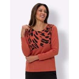 WITT Damen Langarmshirt mit Leo-Druck, terra-schwarz, Gr&ouml;&szlig;e 42