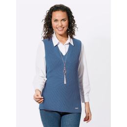 WITT Damen Pullunder mit langen Seitenschlitzen, mittelblau, Gr&ouml;&szlig;e 36