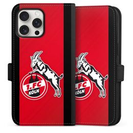 DeinDesign iPhone 15 Pro Max Handy Klapph&uuml;lle Handyh&uuml;lle aus Kunst Leder schwarz Flip Case 1. Fc K&ouml;ln Billy Goat Hennes Official Licensed Product Sideflip mit 