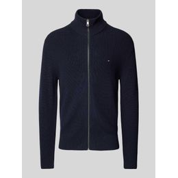 Tommy Hilfiger Strickjacke mit geripptem Stehkragen