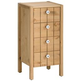 Midischrank Home Affaire "Tina" Schränke Gr. B/H/T: 31,5 cm x 70 cm x 28 cm, beige (natur) Badmöbel, Kommode, Schrank, Breite 31,5 cm, Massivholz