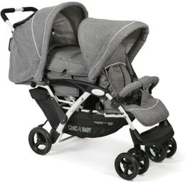 CHIC 4 BABY Geschwisterwagen CHIC4BABY "Duo, Melange grau" grau (melange grau, weiß) Baby Kinderwagen mit feststellbaren Doppelschwenk-Vorderrädern