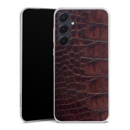 DeinDesign Galaxy A55 5G Handy Slim Case Silikon Handyh&uuml;lle transparent H&uuml;lle extra d&uuml;nn Leather Crocodile Animal Print Silikon Slim Case