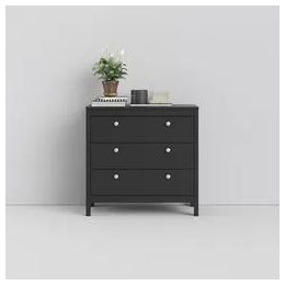 Kommode Home Affaire "Madrid, Aufbewahrung, Schubladenschrank, Stauraum" Sideboards Gr. B/H/T: 82,1 cm x 79,7 cm x 38,4 cm, 3 St., schwarz (schwarz matt) mit 3 Schubladen, Breite 82,3 cm