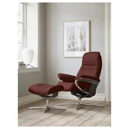 Relaxsessel stressless "Sunrise" Sessel Gr. Leder PALOMA, Cross Base Wenge, Relaxfunktion-Drehfunktion-PlusTMSystem-Gleitsystem-BalanceAdaptTM, B/H/T: 92 cm x 105 cm x 80 cm, rot (cherry paloma) mit Cross Base, Größe S, M & L, Holzakzent Wenge