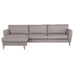 Ecksofa Home Affaire "Meersburg, L-Form" Sofas Gr. Struktur, Recamiere links, braun (latte) mit Holzfüßen