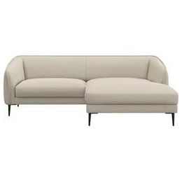 Ecksofa FLEXLUX "Belle Designsofa, bequem durch Kaltschaum im Sitz, L-Form" Sofas Gr. B/H/T: 218cm x 74cm x 149cm, Velvet, Chaiselongue rechts, weiß (sanftes weiß) Skandinavisches Design, In hochwertiger Verarbeitung, BT 218149 cm