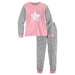 Pyjama Vivance Gr. 134/140, grau (rosa-grau-meliert) Kinder Homewear-Sets in langer Form mit Sternen Print