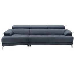 Ecksofa Egoitaliano "Soul, extravagantes Designsofa, Megasofa, super bequem, tolle Details" Sofas Gr. B/H/T: 246 cm x 99 cm x 140 cm, Leder BULL, Recamiere links, grau (smoke) mit Trapez-Abschlußelement, inkl verstellbarer Kopfteile