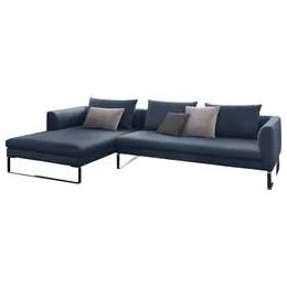 Ecksofa 3C Candy "Avola L-Form" Sofas Gr. B/H/T: 304cm x 85cm x 100cm, Flachgewebe, Recamiere links, blau (deep ocean)