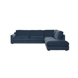 Ecksofa furninova "Grande Design und Komfort, L-Form" Sofas Gr. B/H/T: 321cm x 84cm x 271cm, Ottomane rechts, blau (petrolblau) sehr bequem dank loser Kissen und hochwertigem Sitzaufbau