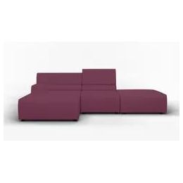 Ecksofa Egoitaliano "Babouche, Designsofa mit außergewöhnlichem Sitzkomfort zum Wohlfühlen" Sofas Gr. B/H/T: 287cm x 80cm x 98cm, Leder NUVOLE, Recamiere links, lila (violett)