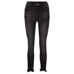 Röhrenjeans Heine Gr. 46, Normalgrößen, schwarz (schwarz denim) Damen Jeans