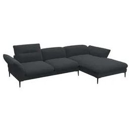 Ecksofa FLEXLUX "Salino, Funktionssofa mit Recamiere, Relaxsofa, Ecksofa" Sofas Gr. B/H/T: 307cm x 88cm x 182cm, Lederoptik, Chaiselongue rechts, schwarz (gorilla black) Sofa mit Arm- und Kopfteil-Verstellungen, Kaltschaum & Stahl-Wellen