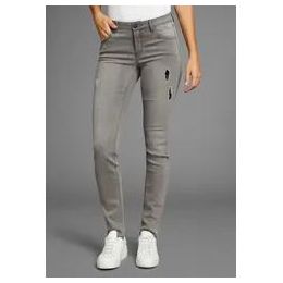 Skinny-fit-Jeans Arizona "Ultra-Stretch" Gr. 42, N-Gr, grau (grey-used) Damen Jeans Mid Waist