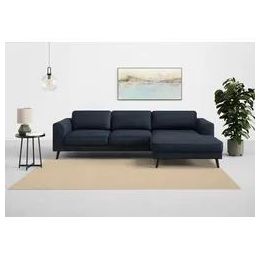 Ecksofa Trendmanufaktur "Lumber Jack, elegantes Designsofa, L-Form" Sofas Gr. B/H/T: 280cm x 85cm x 167cm, Struktur, Recamiere rechts, ohne Bettfunktion-ohne Bettkasten, blau (nachtblau) wahlweise mit Bettfunktion u. Bettkasten